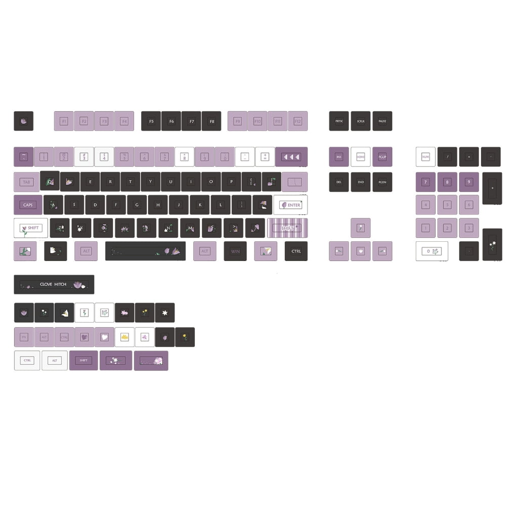 AOOOWER 127 Keys XDA Profile Flower Language Keycaps Set For Mechanical ...