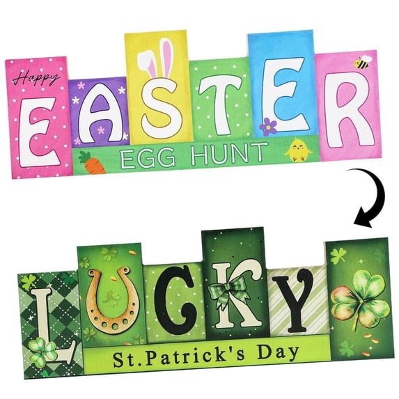 AOOOWER 13x34.5cm Double Sided Reversible PVC Desktop Decors Sign For ...