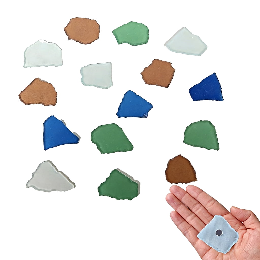 AOOOWER 15 Piece Handcrafted Sea Glass Magnets For Refrigerator ...