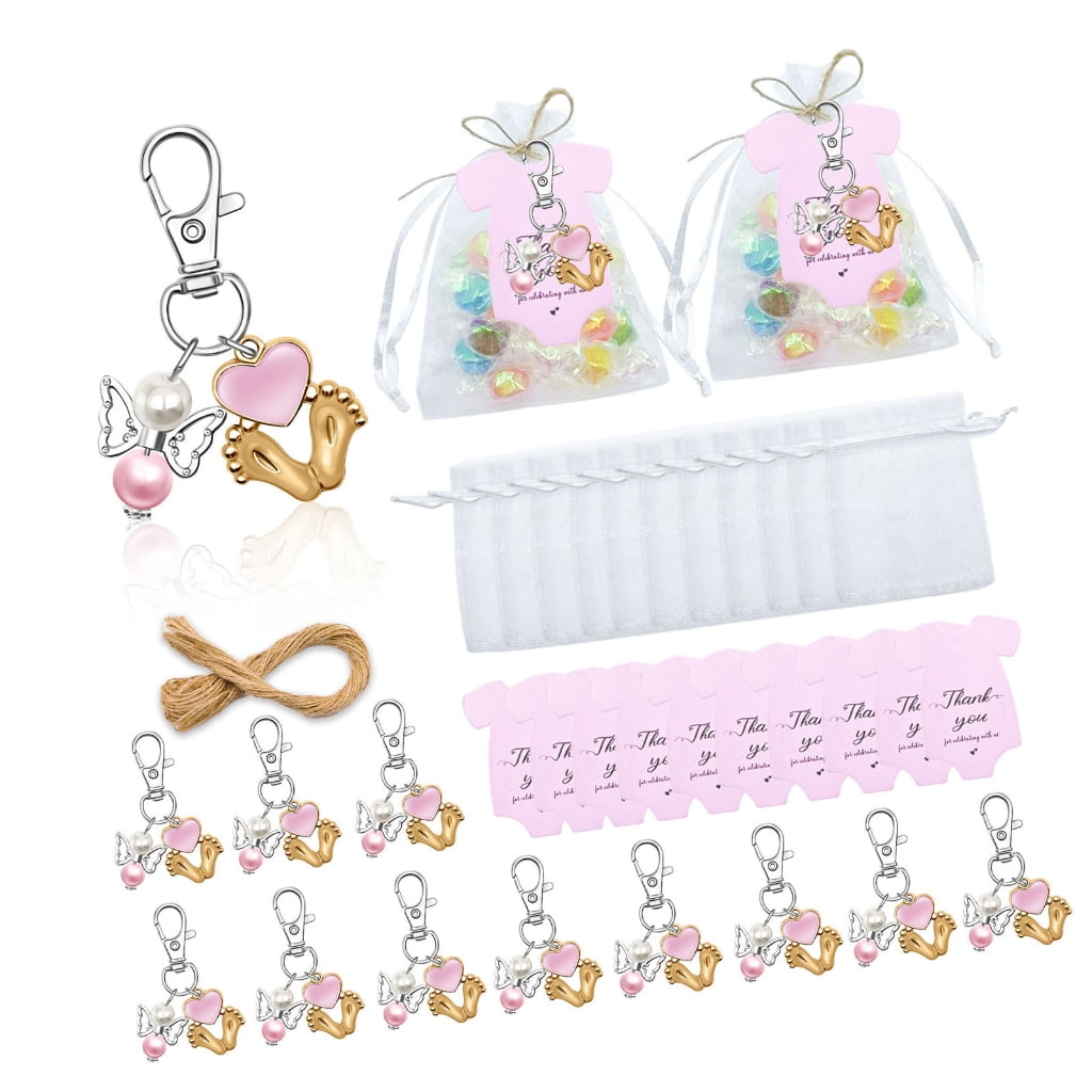 AOOOWER 24pcs Angelic Little Foot Keyring with Organzas Bag and Thank ...
