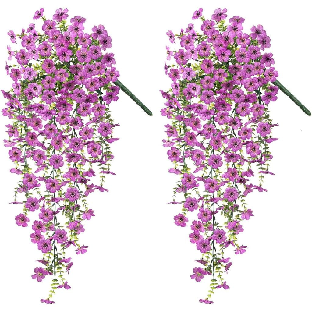 AOOOWER 2Pcs Artificial Hanging Flower for Wedding Home Wall Garden ...