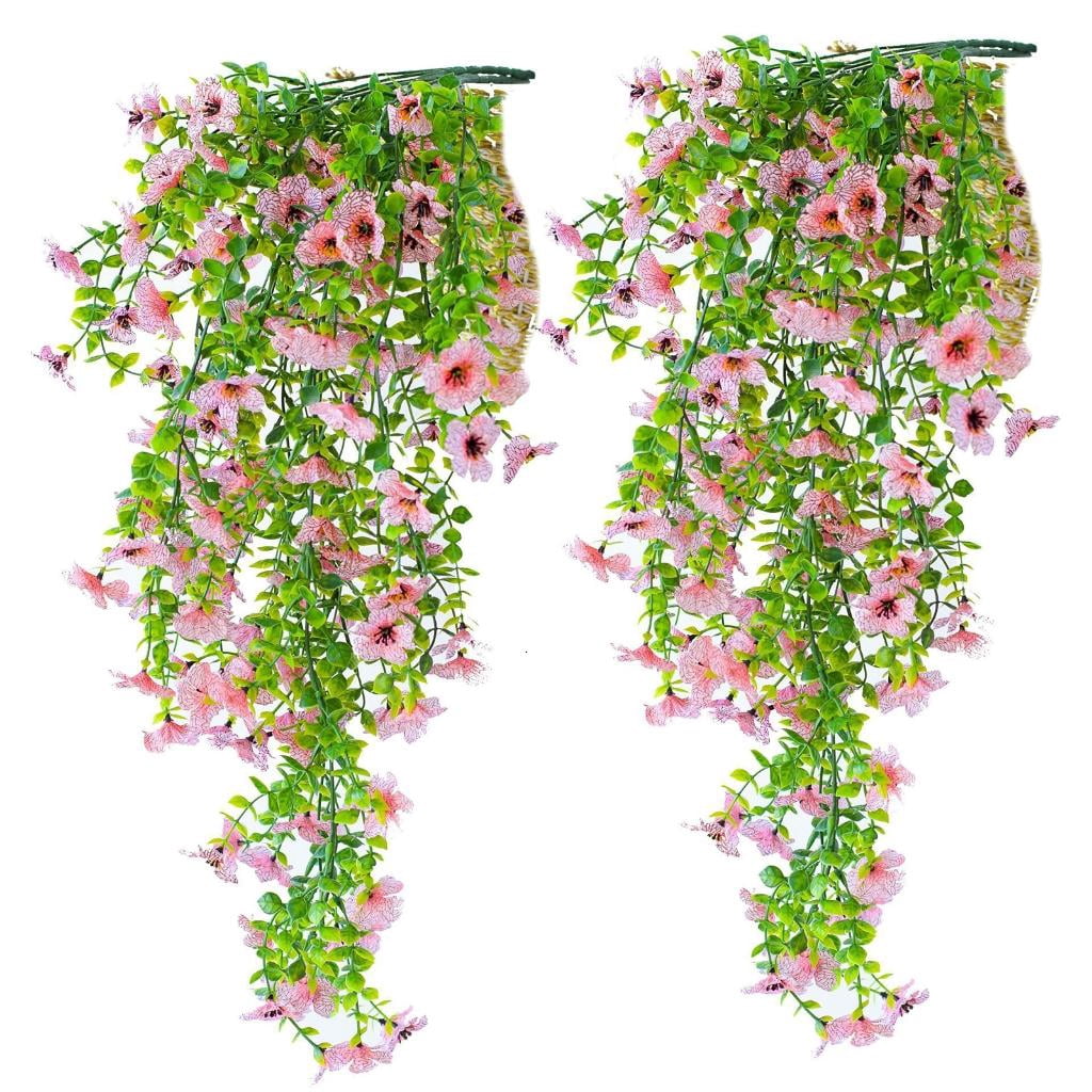 AOOOWER 2Pcs Artificial Hanging Flower for Wedding Home Wall Garden ...