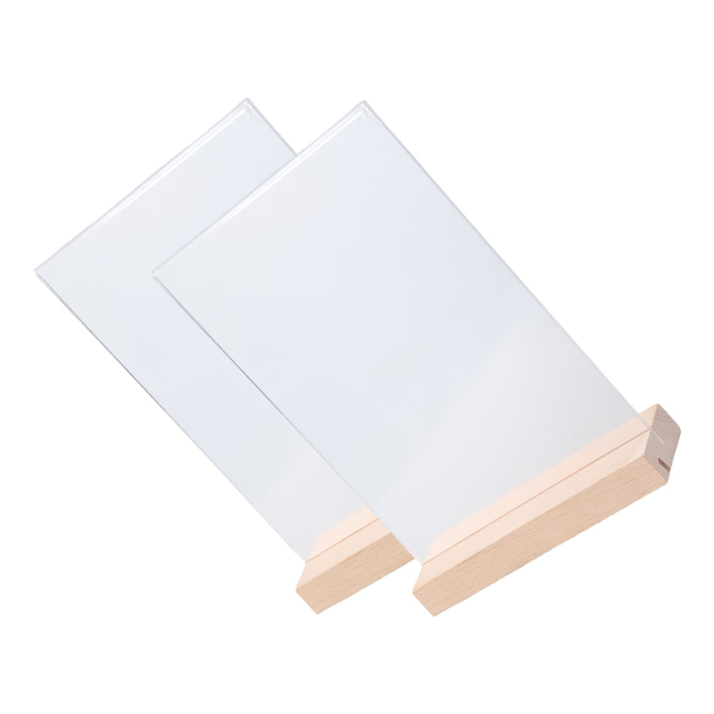 AOOOWER 2Pcs Double Side Acrylic Holder with Wood Base Clear Acrylic ...