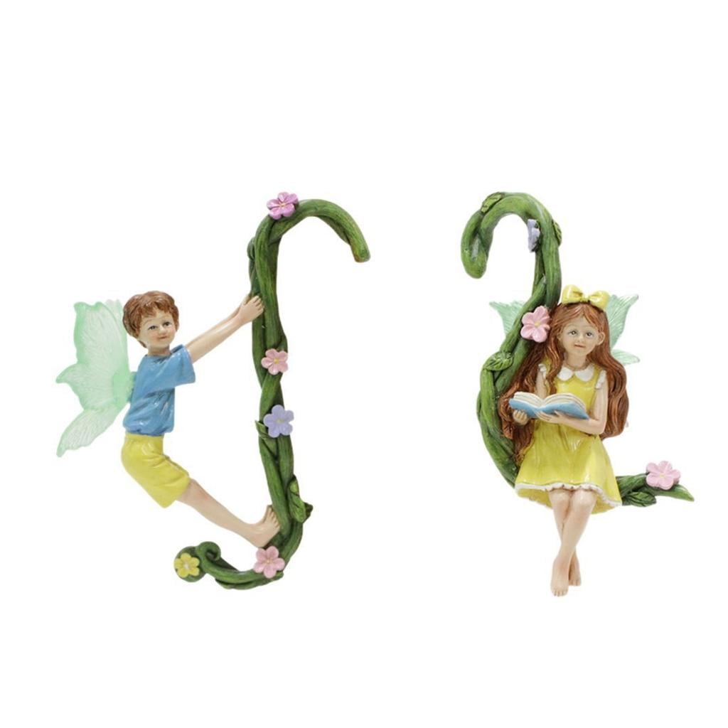 AOOOWER 2pcs Hanging Elves Vine Ornament Resin Model Figurine Sculpture ...