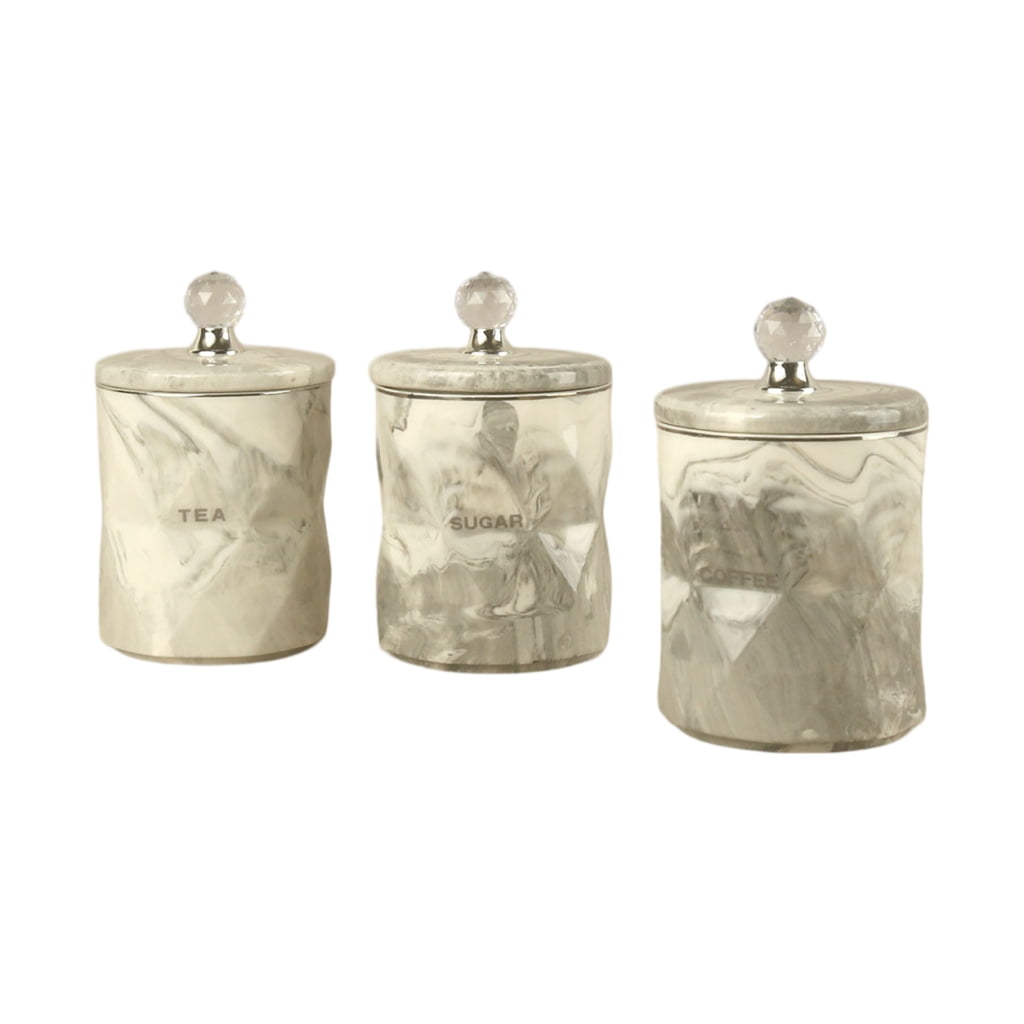AOOOWER 3Pcs Artistic Marble Food Storage Jars Perfect For Home And ...