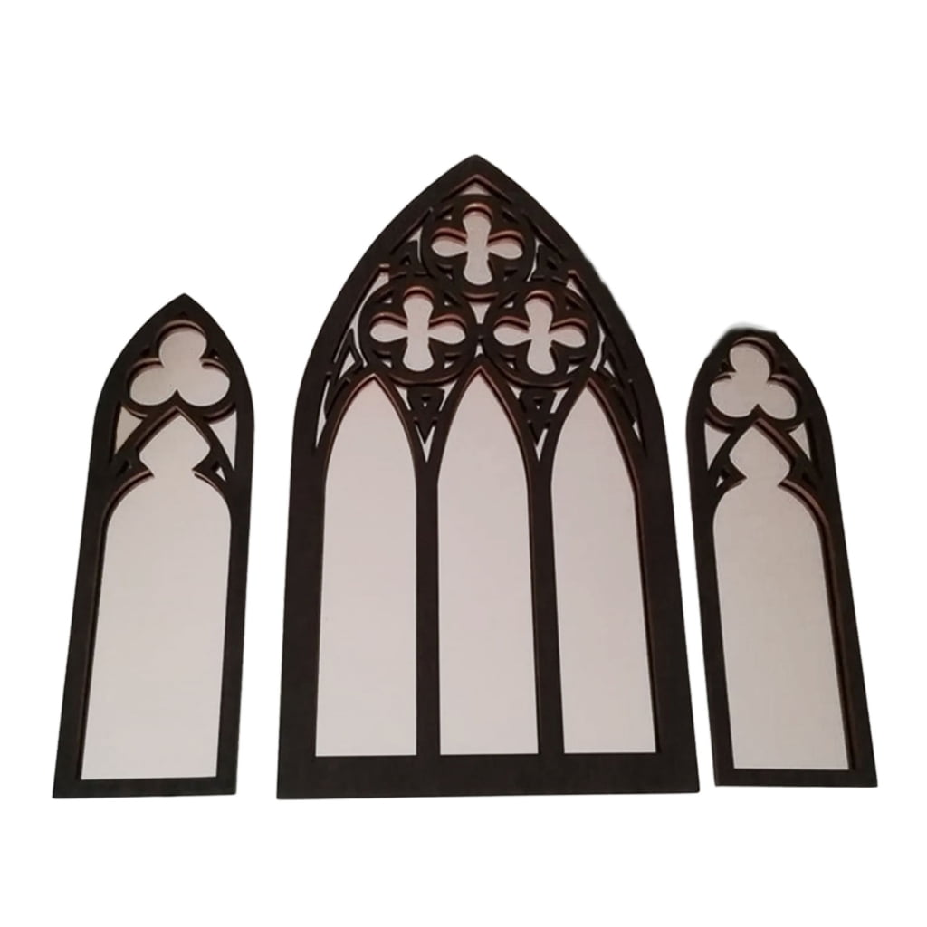 AOOOWER 3Pcs Classical Gothic Church Window Wall Mirror Set for Living ...