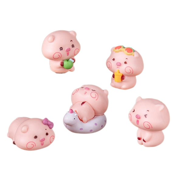 AOOOWER 5 Piece Cartoon Miniature Pig Ornaments For Creative Scene And ...