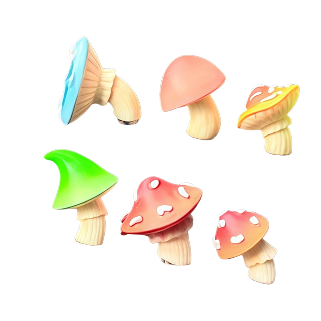 AOOOWER 6Pcs Miniature Mushroom Statues Resin Car Decors Cute Dashboard ...