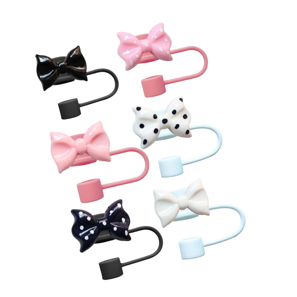 AOOOWER 6pcs Dustproof Bowknot Straws Covers Straw Tip Lid Protectors ...