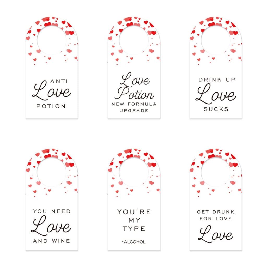 AOOOWER 6pcs Valentine’s Day Card Holders Labels for Wine Bottles Quick ...
