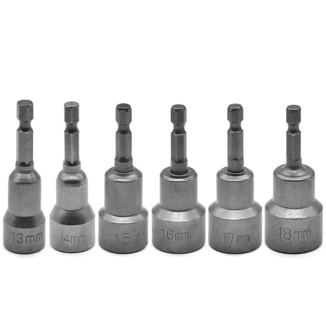 AOOOWER 6x 6mm-14mm Hex Sockets Sleeve Nozzles Nut Driver Set Socket ...