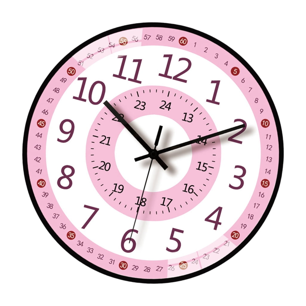 AOOOWER 8Inch Cartoon Wall Clock For Kids Early Education Telling Time Teaching Clock With Easy ...