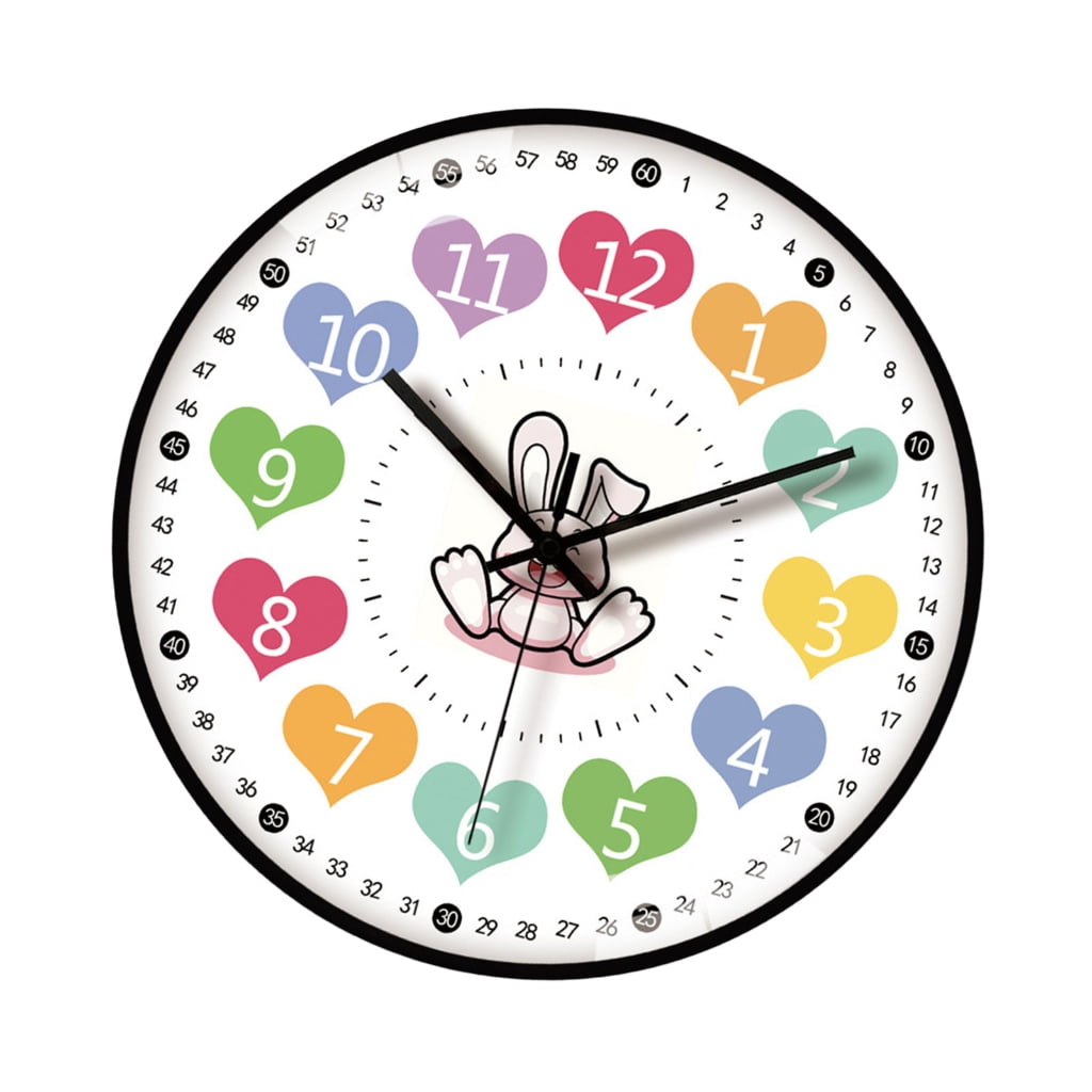 AOOOWER 8Inch Cartoon Wall Clock For Kids Early Education Telling Time ...