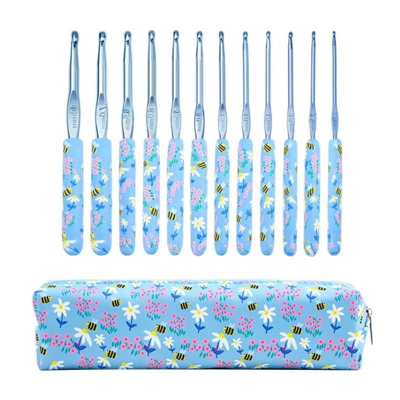 AOOOWER 9/12Pcs Ergonomic Handle Crochet Hook for Knitting Weaving ...