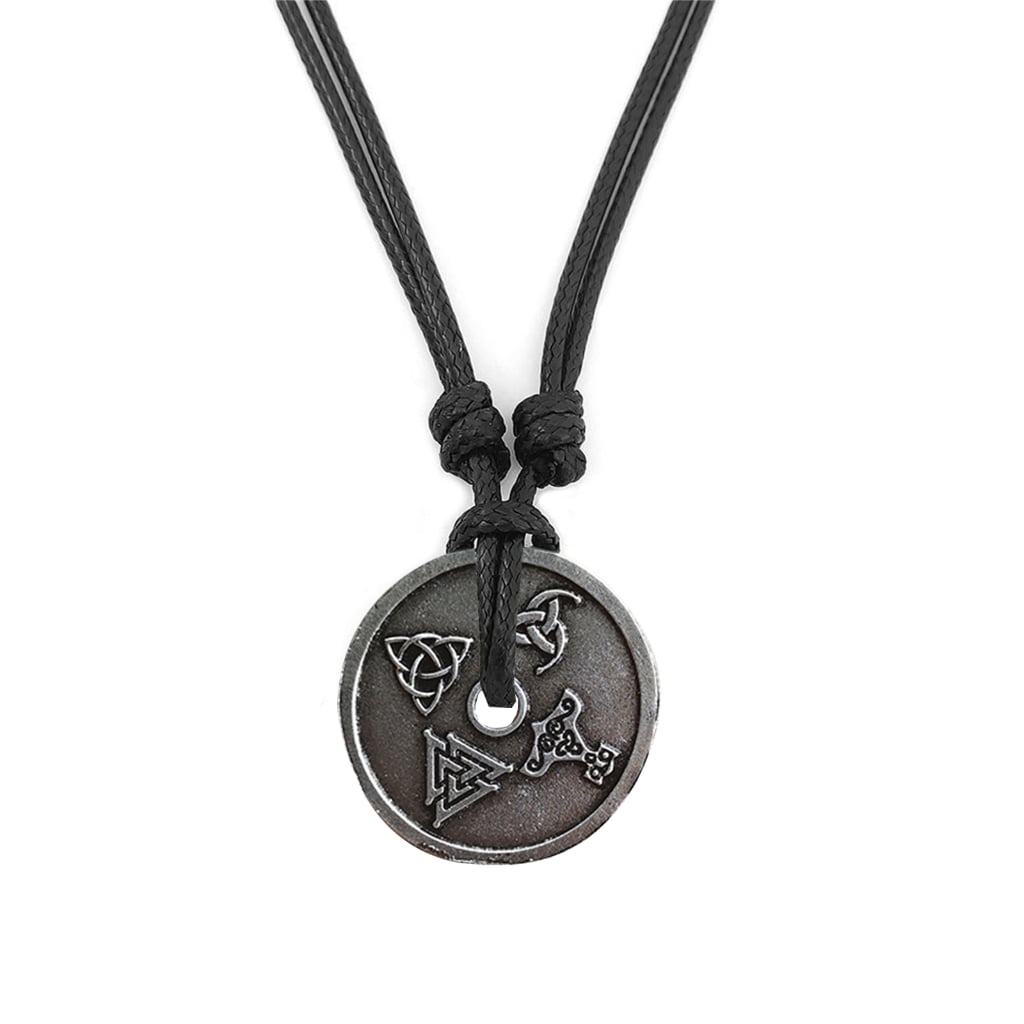 AOOOWER Adjustable Round Rune Pendant Necklace Adjustable Length ...