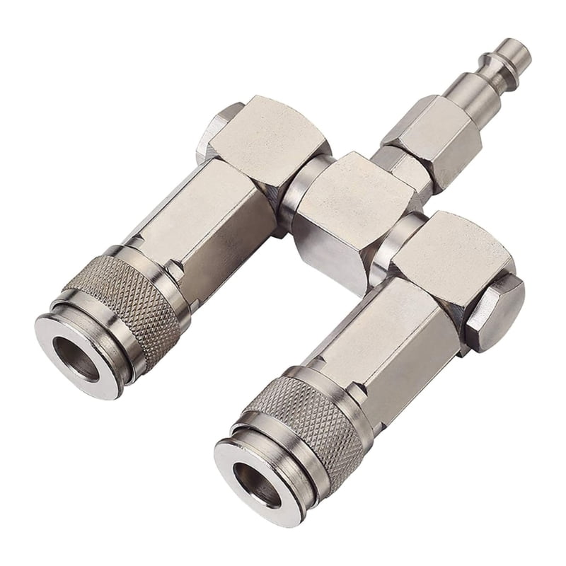 AOOOWER Air-hose Splitter 2 Way 360-Degree Rotary-Air-Hose Connector 1/ ...
