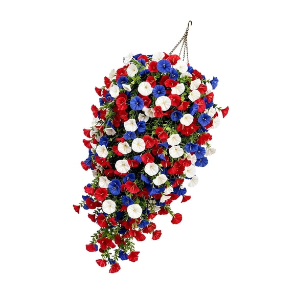 AOOOWER American 250th Anniversary Red White Blue Artificial Petunias ...