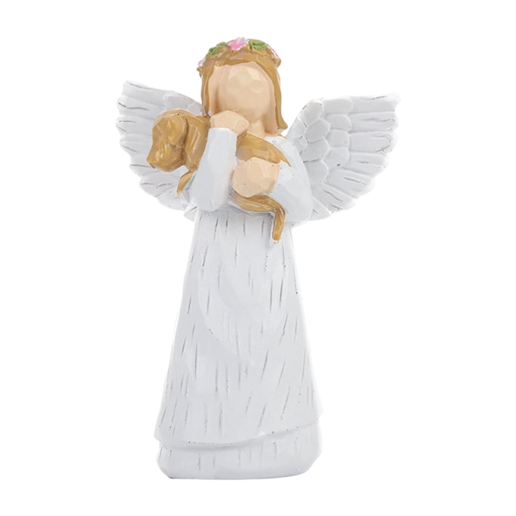 AOOOWER Angel With Dog Miniature Statue Elegant Resin Ornament For ...