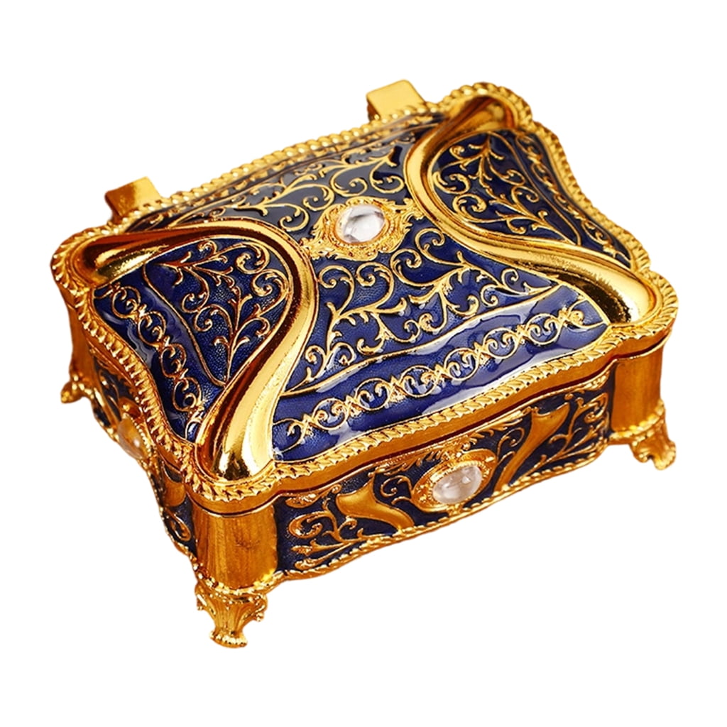 AOOOWER Artistic Floral Enamel Storage Box Sturdy Metal Construction ...