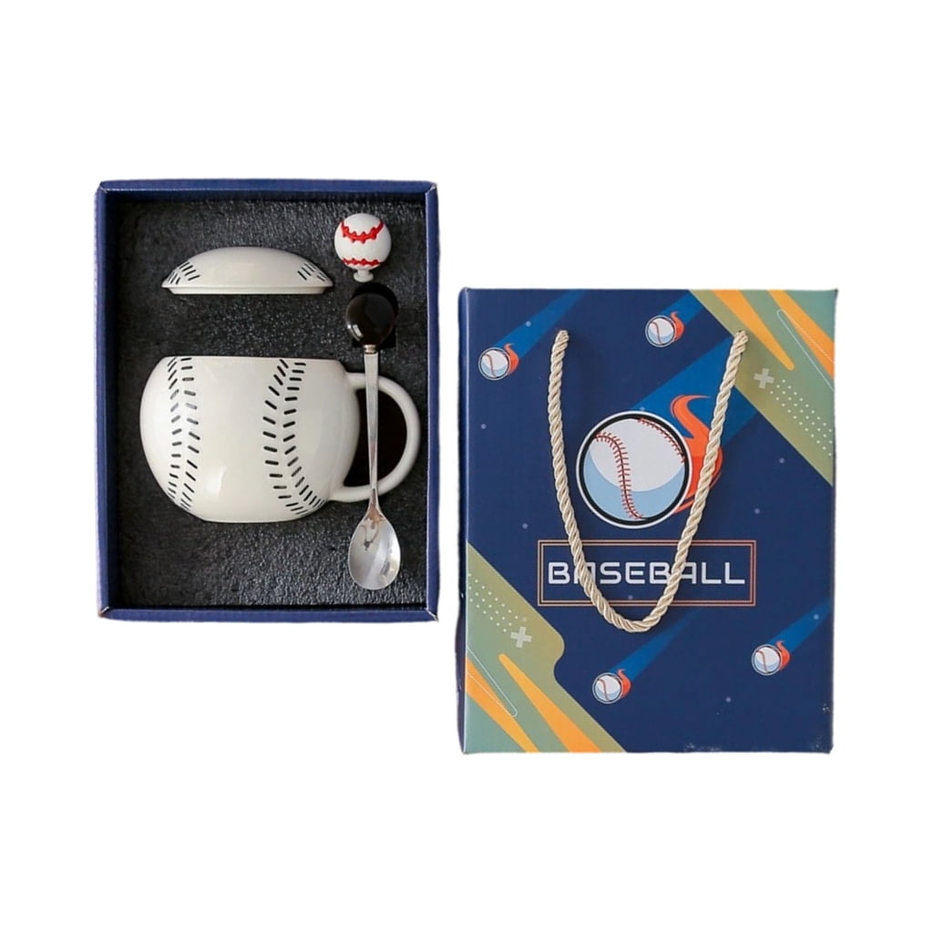 AOOOWER Baseball Shape Coffee Cup with Spoon Home Ceramic Mug for ...