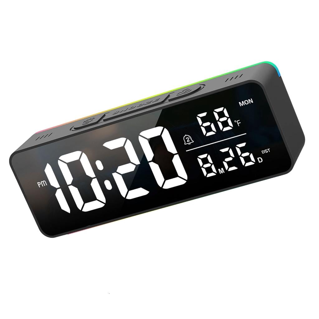 AOOOWER Bedroom Ambients Light Digital Alarm Clock with Large Screen ...