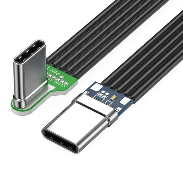 AOOOWER Bend Type C to Type C Flat Silicone Soft Wire Left and Right ...