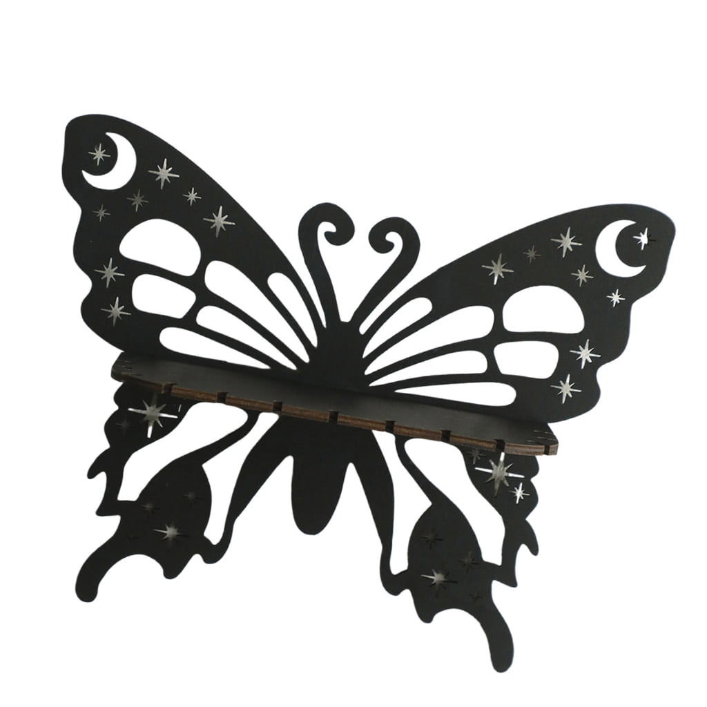 AOOOWER Butterfly Cutout Wood Crystal Display Wall Hanging Shelf ...