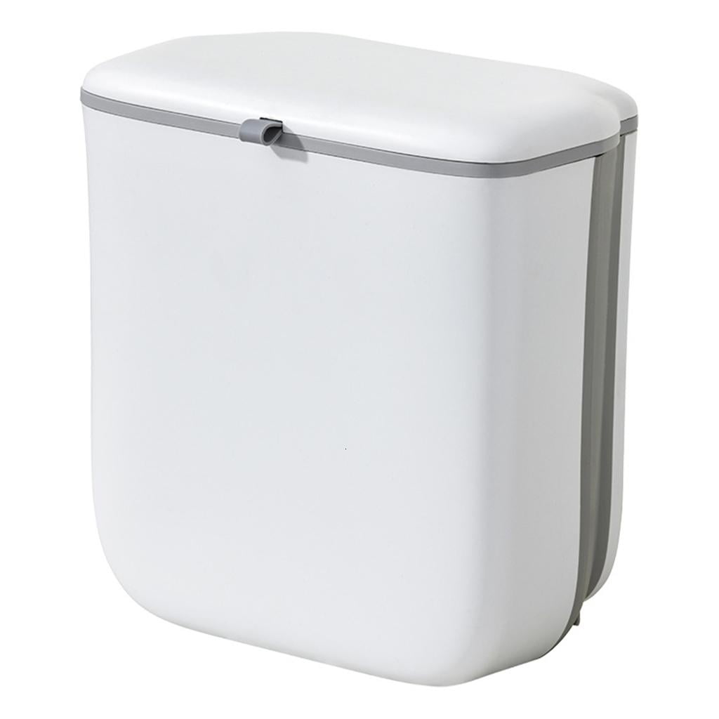 AOOOWER Cabinets Door Mountable Foldable Trash Can 3.2 Gallon Garbage ...