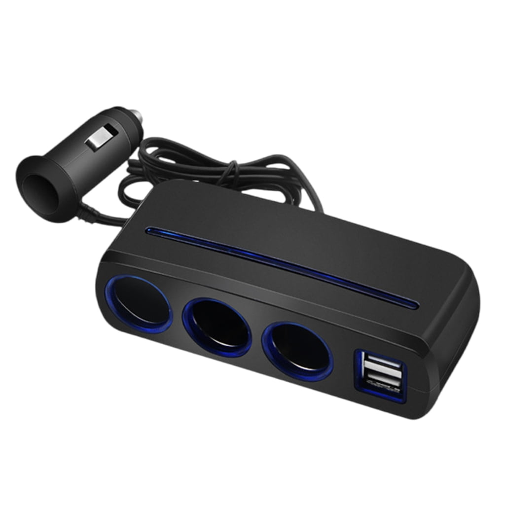 AOOOWER Car Charging Adapter with 2 USB Port, 3 Socket Cigarettes ...