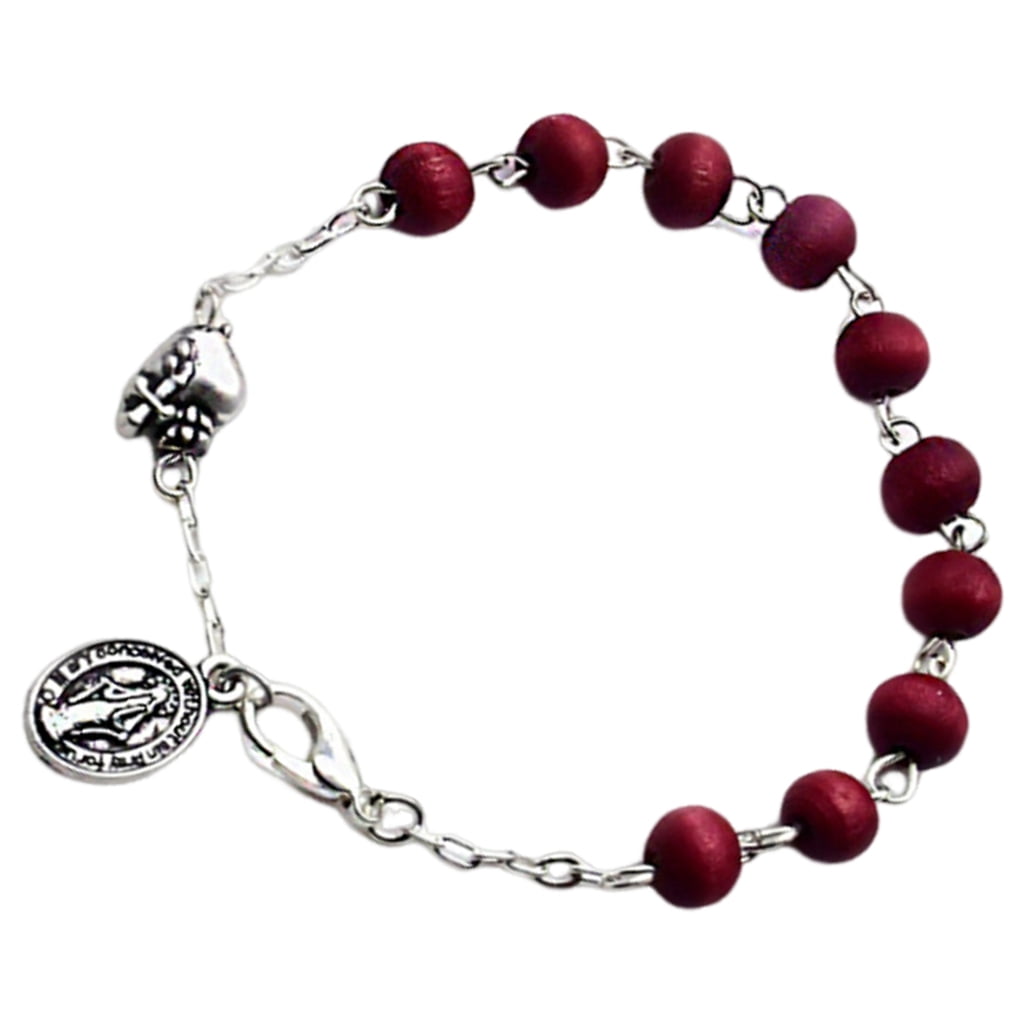 AOOOWER Catholic Cross Finger Chain Wood Rosary Baptisms Rosaries ...