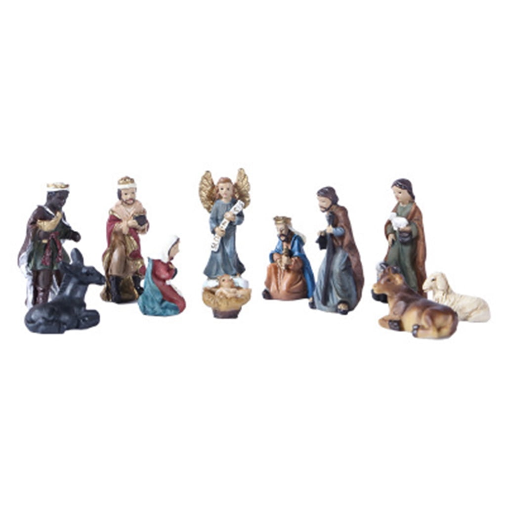 AOOOWER Christ Nativity Statue Scene Set Baby Jesus Manger Figurines ...