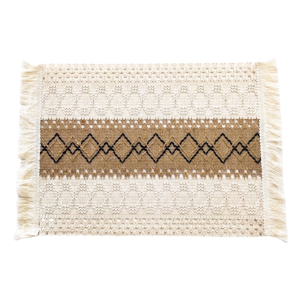 AOOOWER Cotton Linen Table Mat 30x50cm Tassels Fringe For Party ...