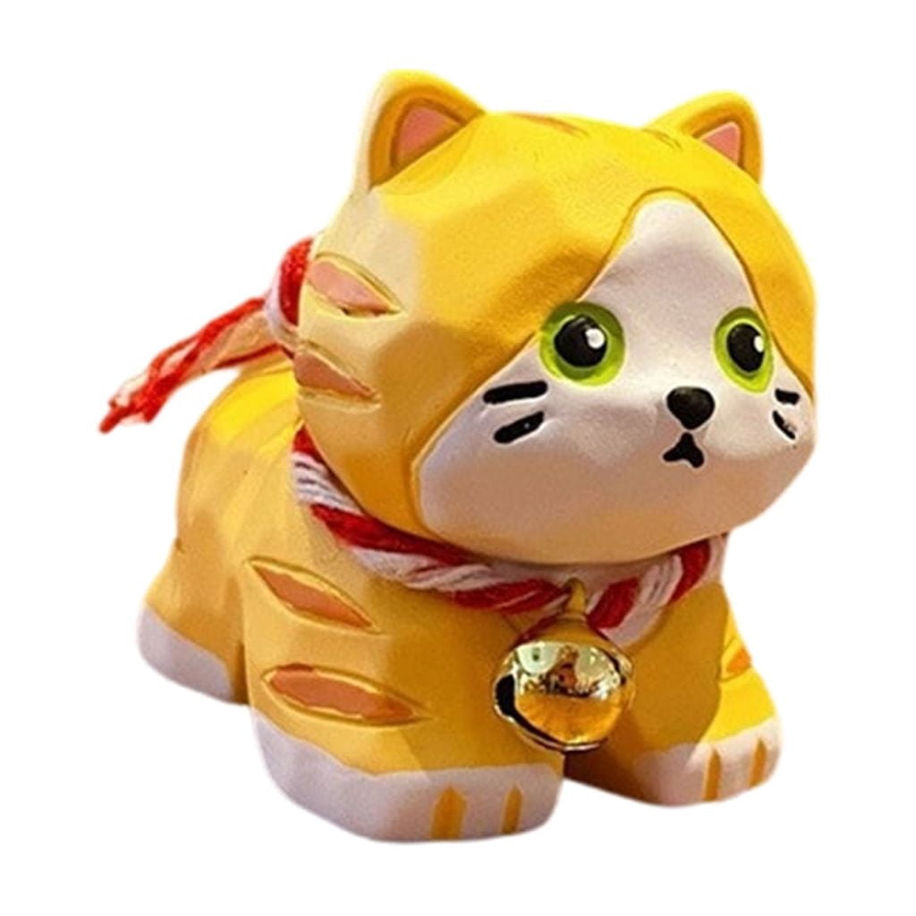 AOOOWER Cute Carved Cats Resin Miniature Figurine Handmade Craft Desk ...