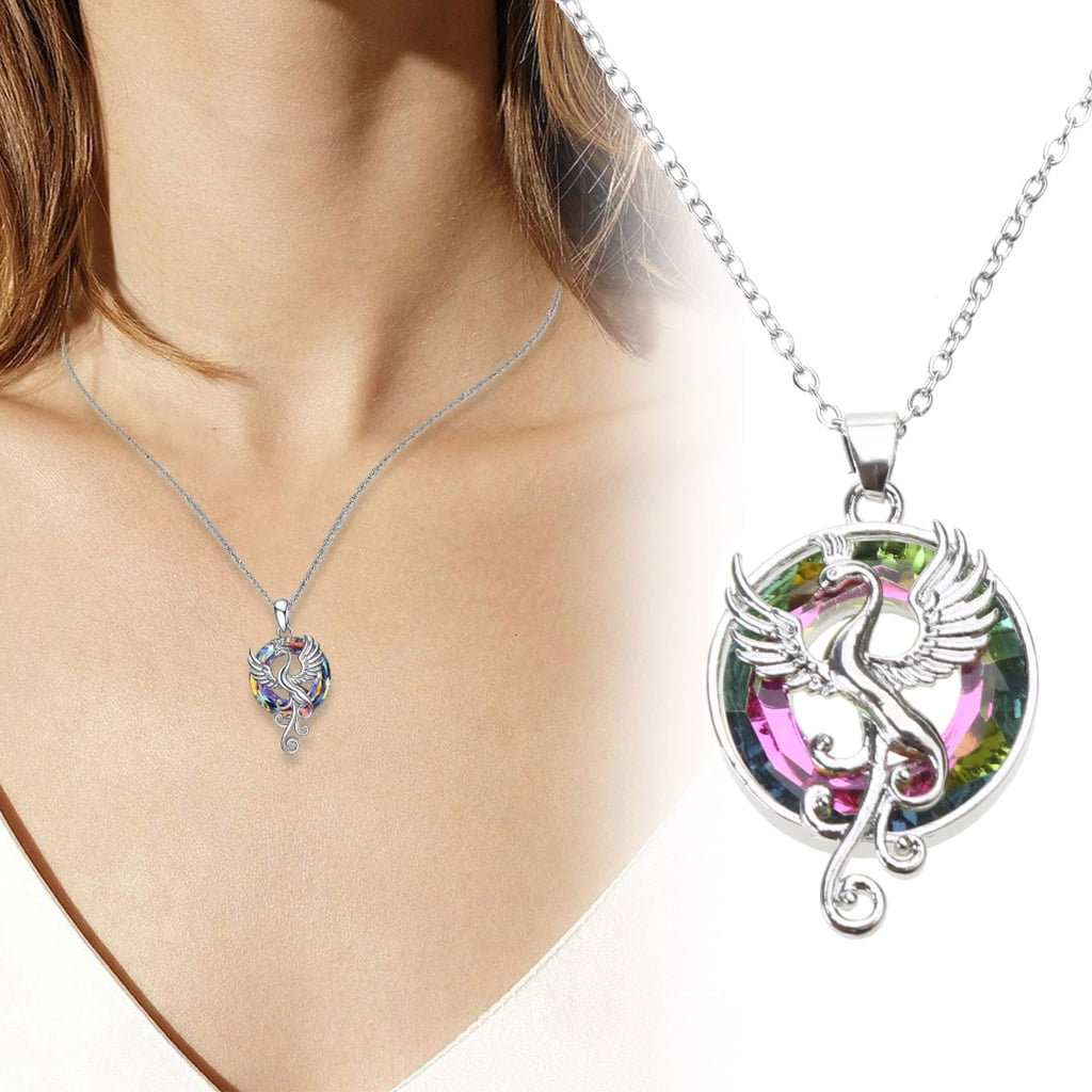 AOOOWER Dainty Colorful Phoenix Bird Necklaces for Women Crystal ...