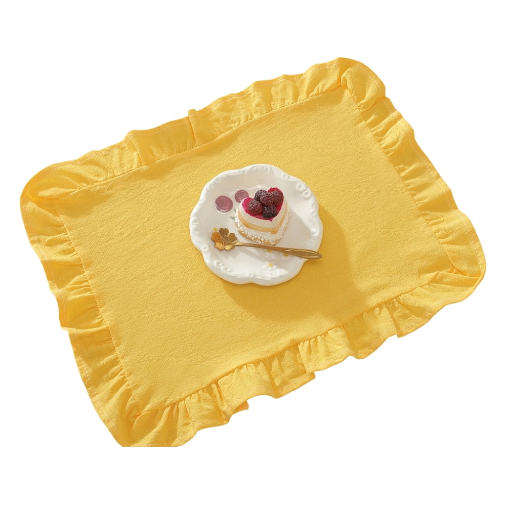 AOOOWER Decorative Gingham Table Mat Washable Placemat with Ruffle ...