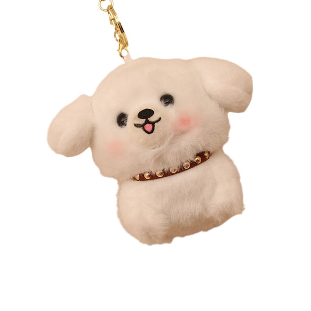 AOOOWER Delightful Dog Shape Keychain Soft Plush Bag Pendant Add Touch ...