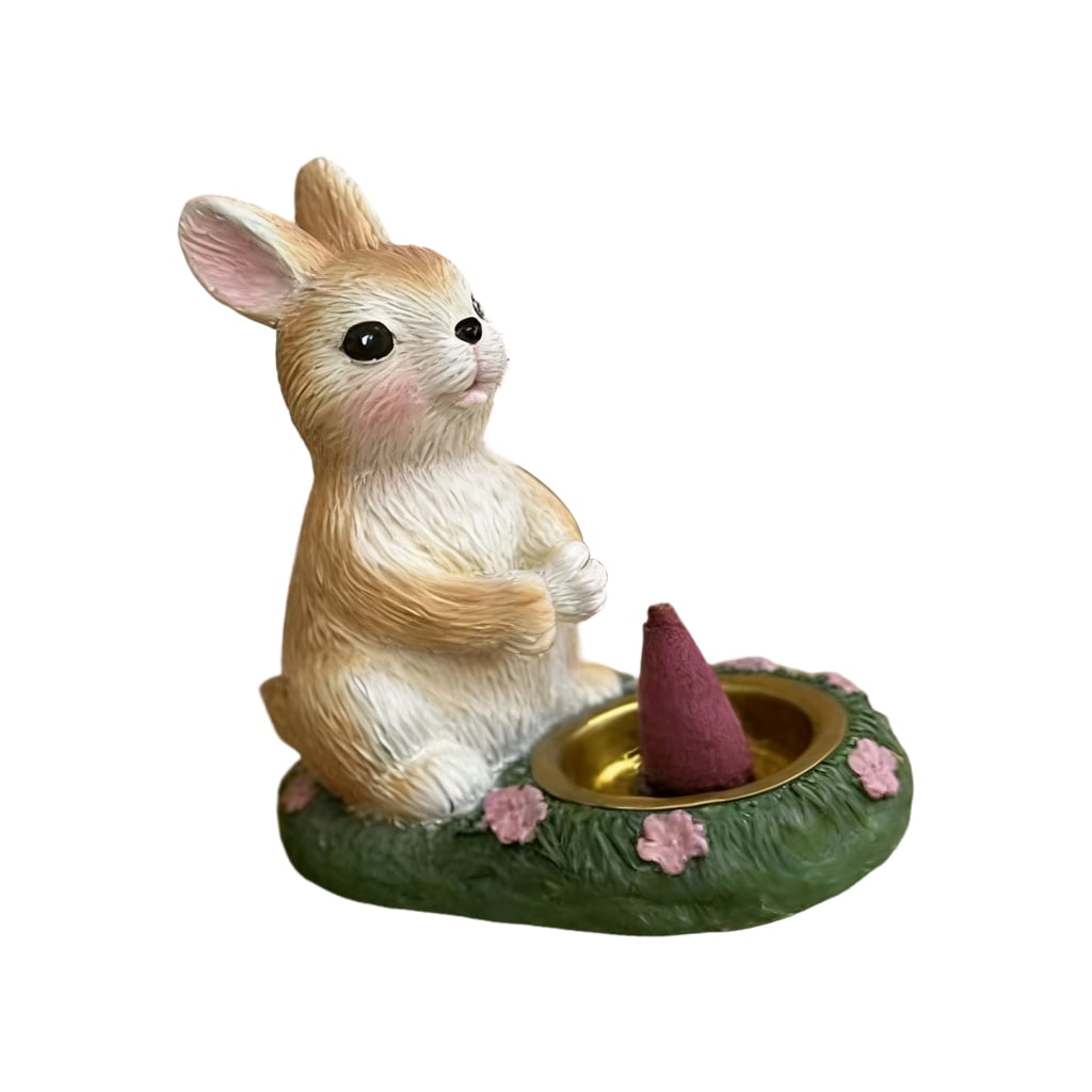 AOOOWER Easter Bunnies Figure Resin Incenses Holder for Living Room and ...