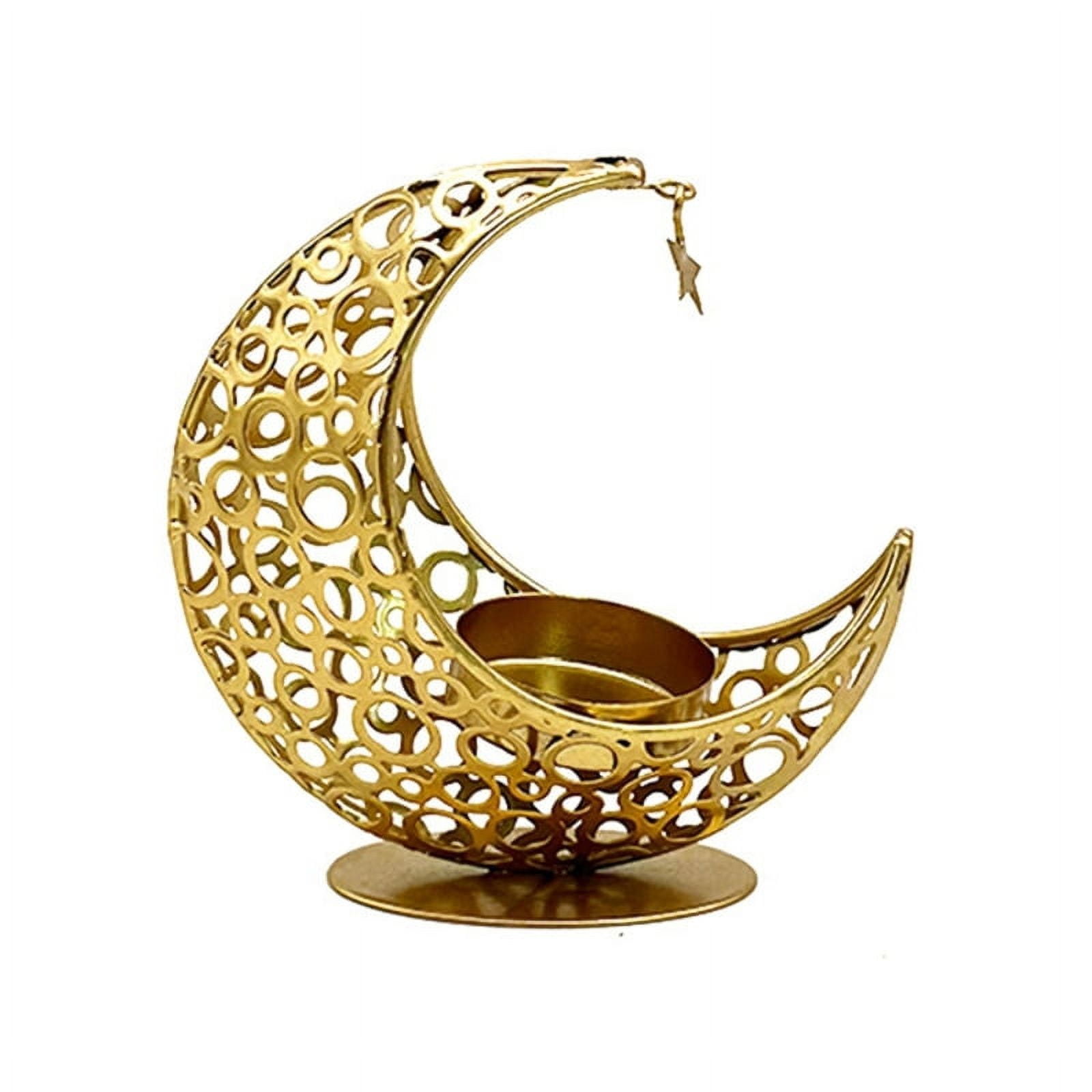 AOOOWER Eid Metal Candlestick Moon Shaped Candle Holder Home Desktop ...