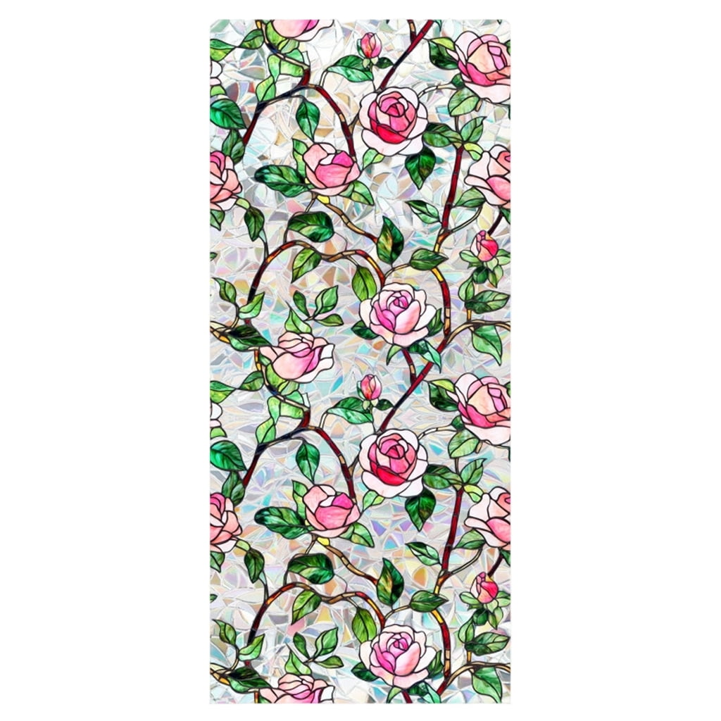 AOOOWER Elegant Floral Embossed Static Cling Decorative Glass Sticker ...
