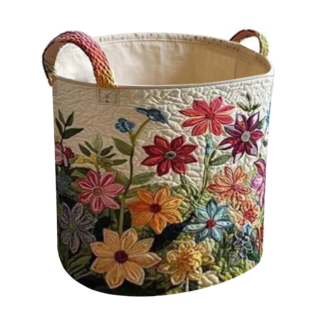 AOOOWER Elegant Floral Pattern Dirty Clothes Organizers With Sturdy ...
