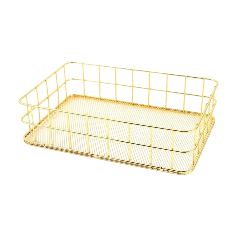 AOOOWER Elegant Gold Metal Mesh Container For Cosmetics Snacks ...