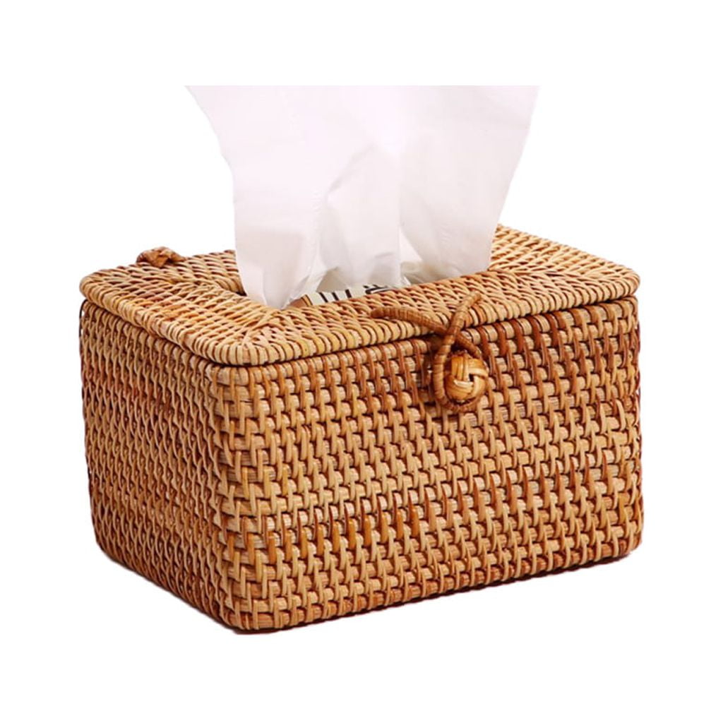 AOOOWER Elegant Handmade Rattan Tissue Box Napkin Storage Container ...