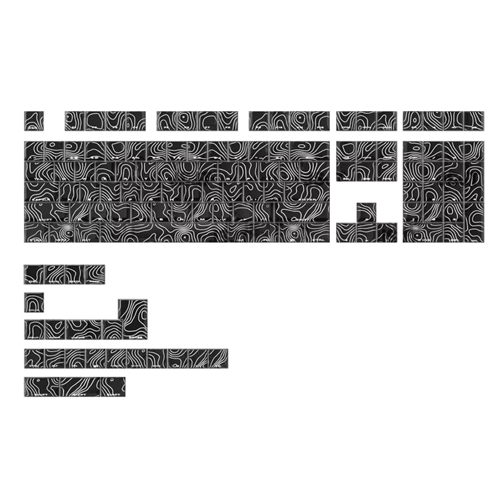 AOOOWER Fashionable Black Keycap Collection, 131PCS, Side Illumination ...