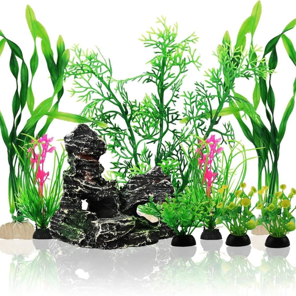 AOOOWER Fish Tanks Artificial Grass Simulation Landscape Grass Plant ...