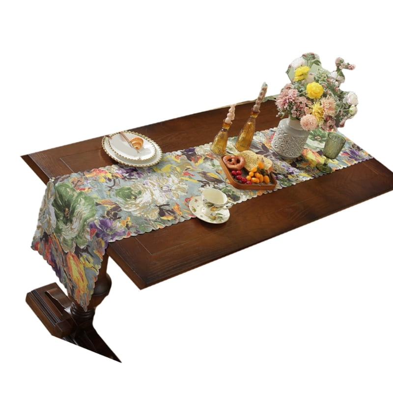 AOOOWER Florals Table Runner Washable Polyester Materials Stylish ...