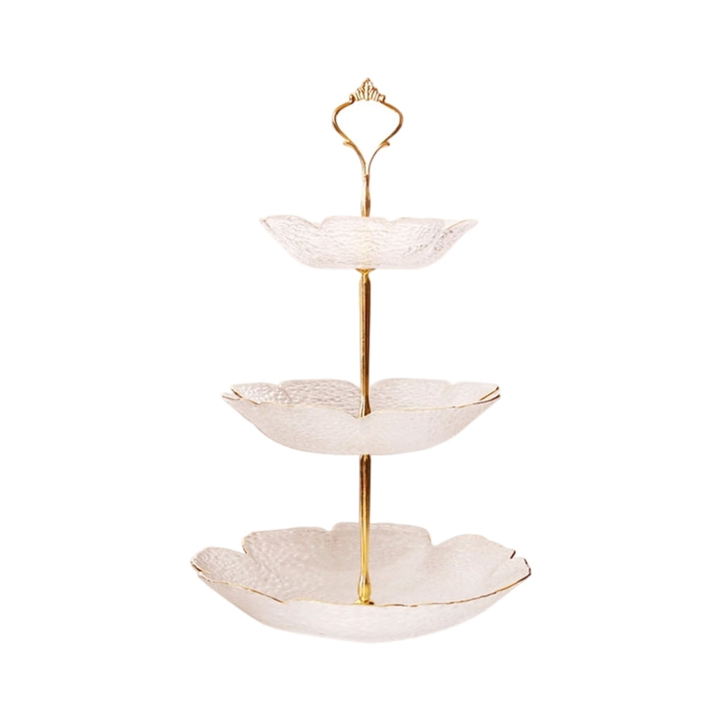 AOOOWER Glass Snacks Serving Dish Elegant 3 Tiers Fruits Bowl for ...