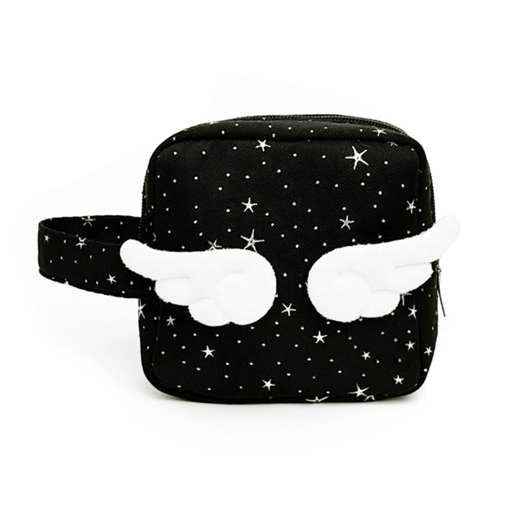 AOOOWER Glittering Angel Wing Square Bag Makeup Organiser Pouches ...
