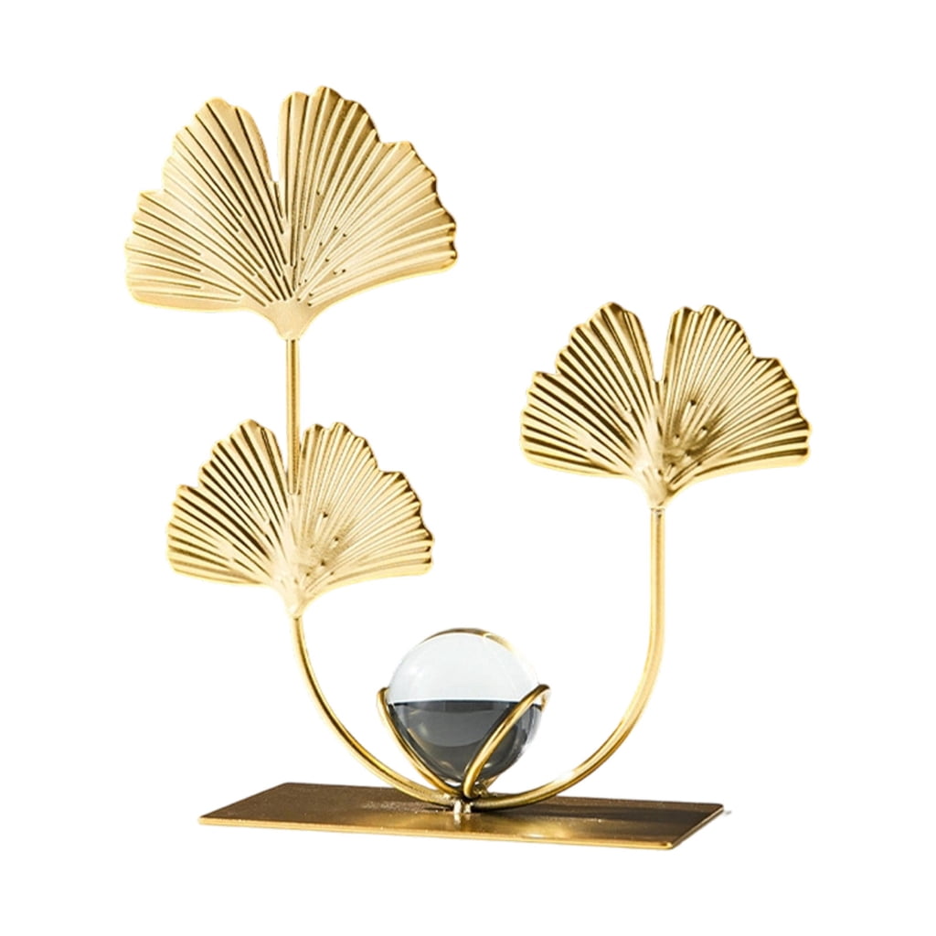 AOOOWER Gold Leaves Figurines Decorative Sculptures Metal Leaves ...