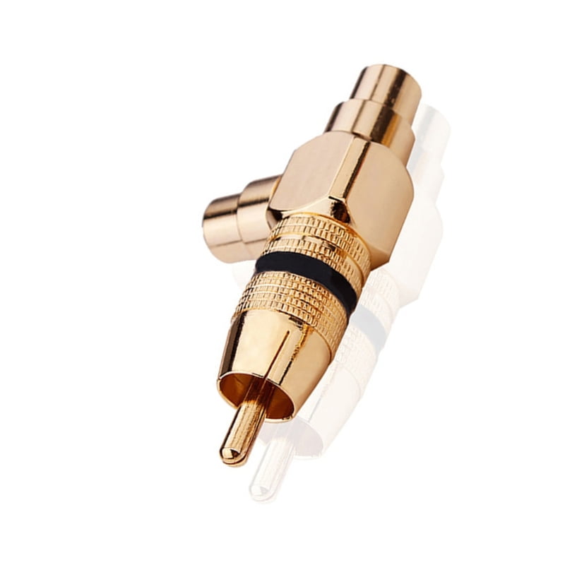 AOOOWER Gold Plated Brass 2RCA Right Angle Male To Female Connector 90 ...