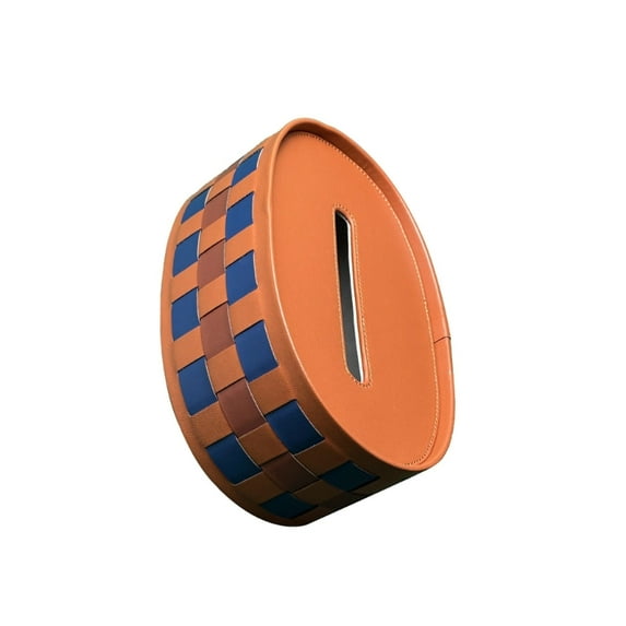 AOOOWER Handwoven Checkerboard Pattern Storage Box Blue Golden Brown ...